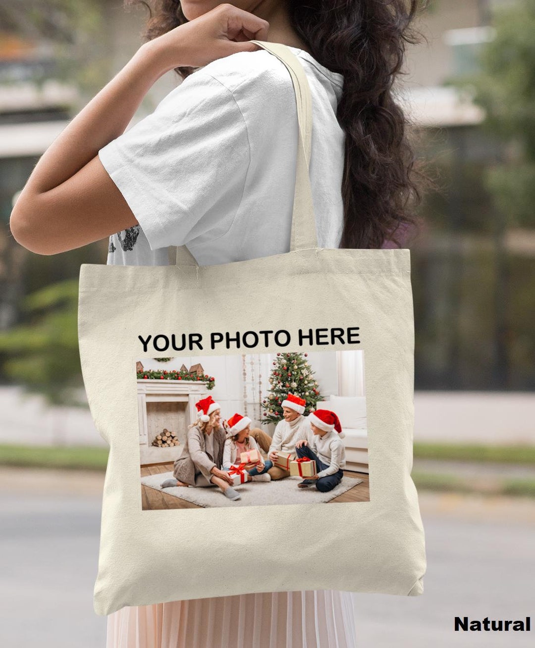 Personalized Photo Tote Bag, Custom Canvas Gift Bag With Family ...
