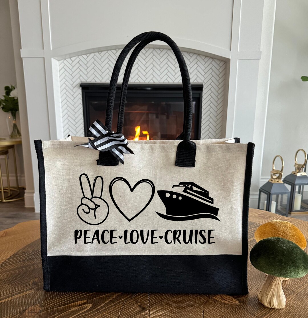Peace Love Cruise Tote Bag, Cruise Ship Bag, Cruise Vacation Tote, Gift ...