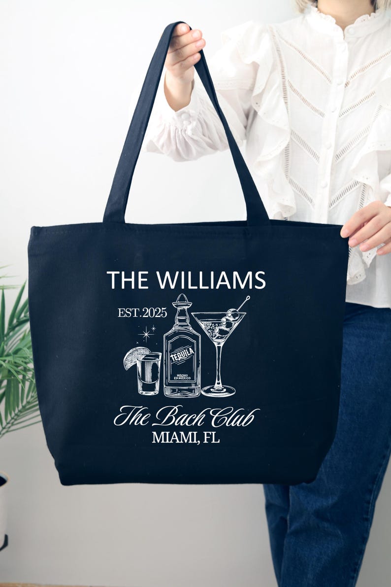 The Bach Club Zippered Tote Bag, Custom Bach Weekend Canvas Bag ...
