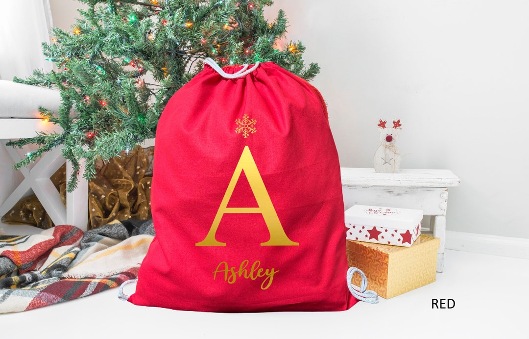 Personalized Initial and Name Santa Sack, Personalized Gift, Custom ...