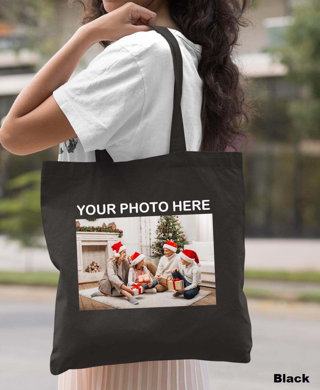Personalized Photo Tote Bag, Custom Canvas Gift Bag With Family ...