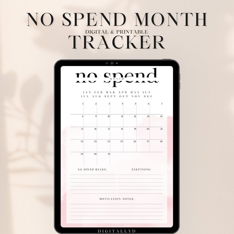 No Spend Month Saving Challenge Tracker Digital Printable Planner ...