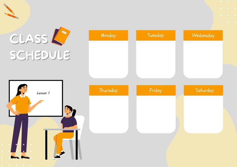 Printable Class Schedule, Student Plan, School Plan, Ready to Print ...