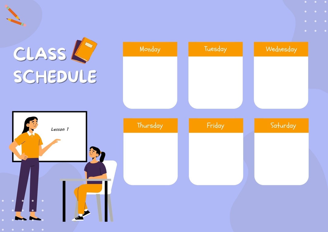 Printable Class Schedule, Student Plan, School Plan, Ready to Print ...