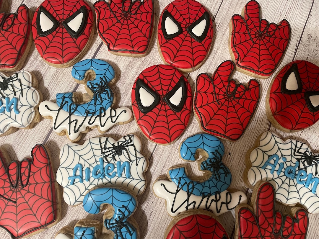 Spider-man Sugar Cookies, Decorative Sugar Cookies, Icing Cookies ...
