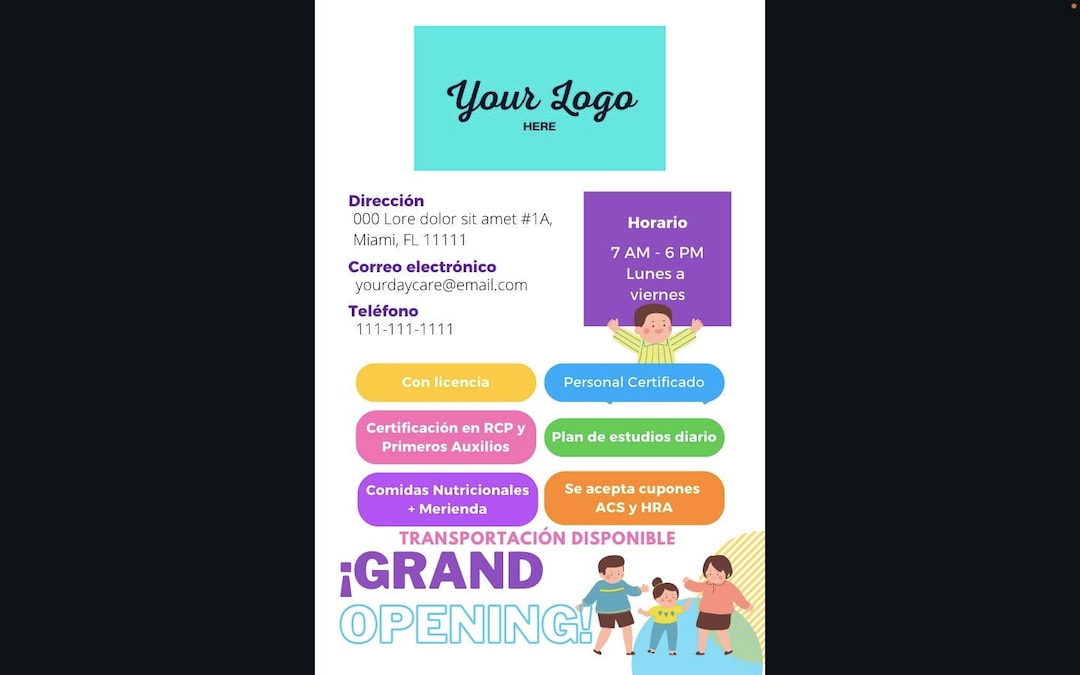 Bilingual Child Care Flyer, Daycare, Babysitting, Family Daycare ...