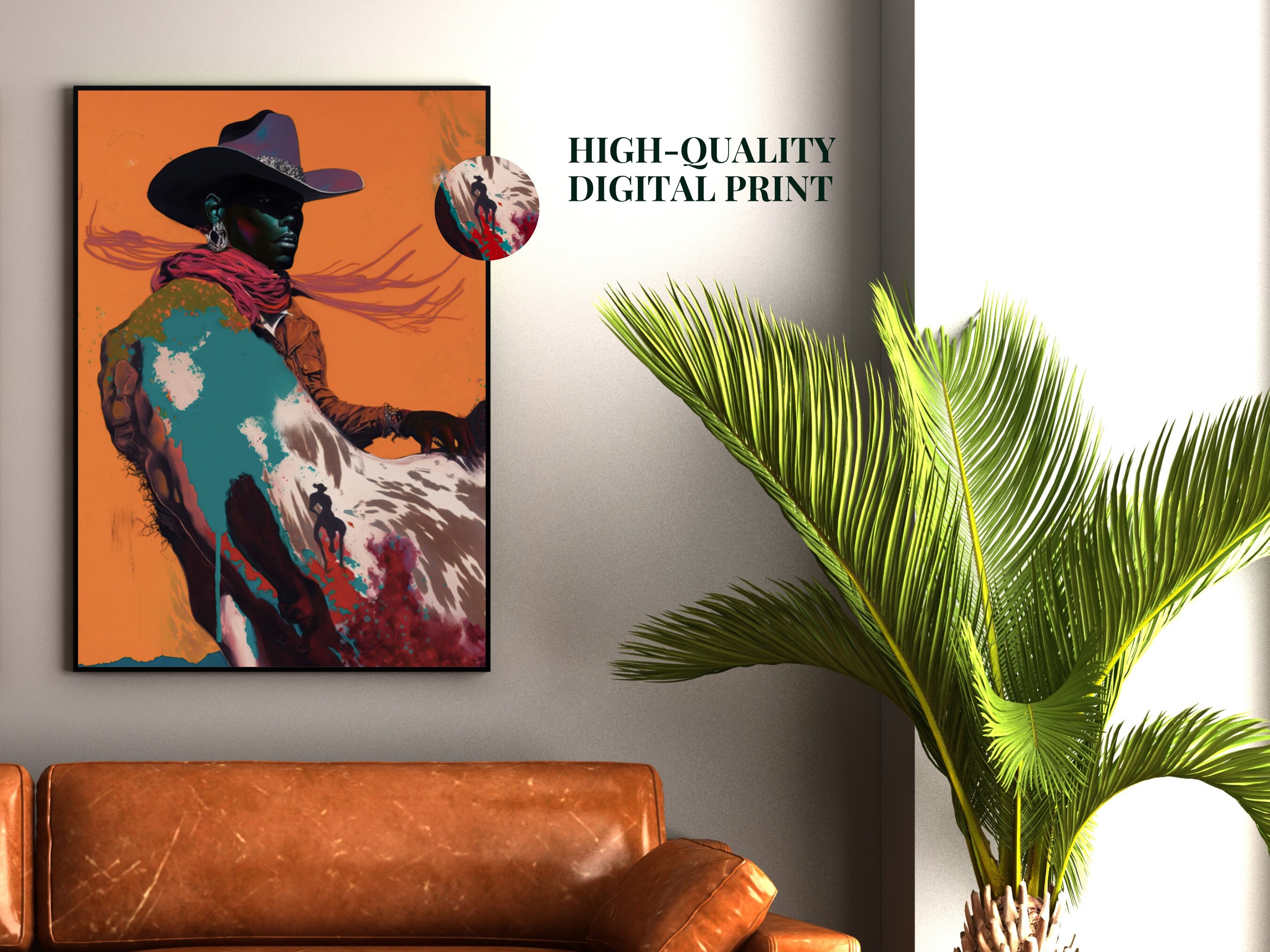 Abstract Cowboy Art Print, Vibrant Desert Art for Home Decor, Texas Art ...