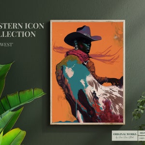 Abstract Cowboy Art Print, Vibrant Desert Art for Home Decor, Texas Art ...