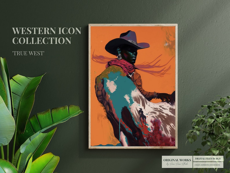 Abstract Cowboy Art Print, Vibrant Desert Art for Home Decor, Texas Art ...