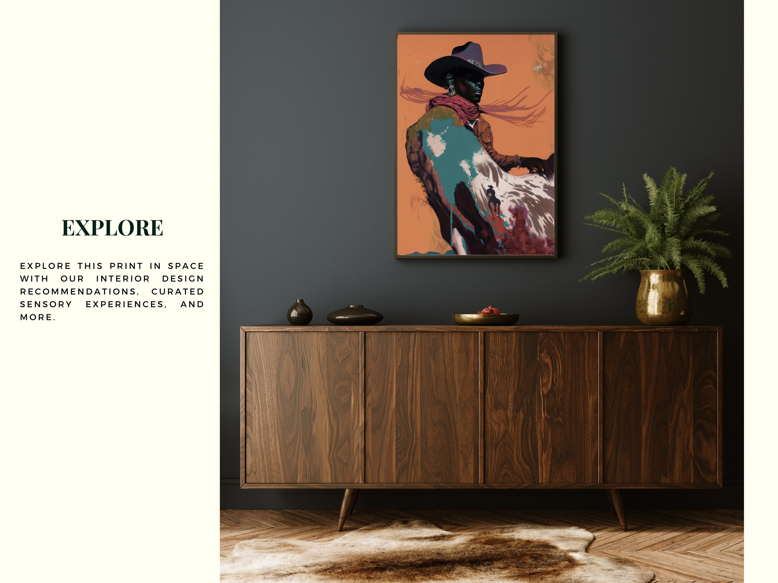 Abstract Cowboy Art Print, Vibrant Desert Art for Home Decor, Texas Art ...