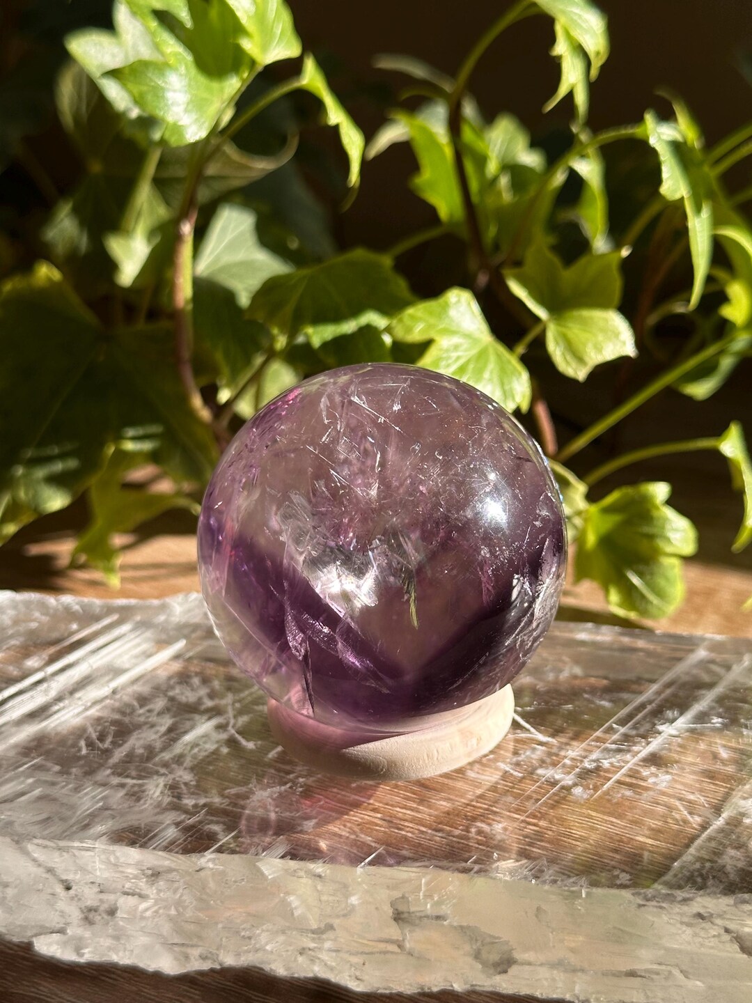 Gemmy Phantom Amethyst Sphere With Rainbows and Internal Fractures ...