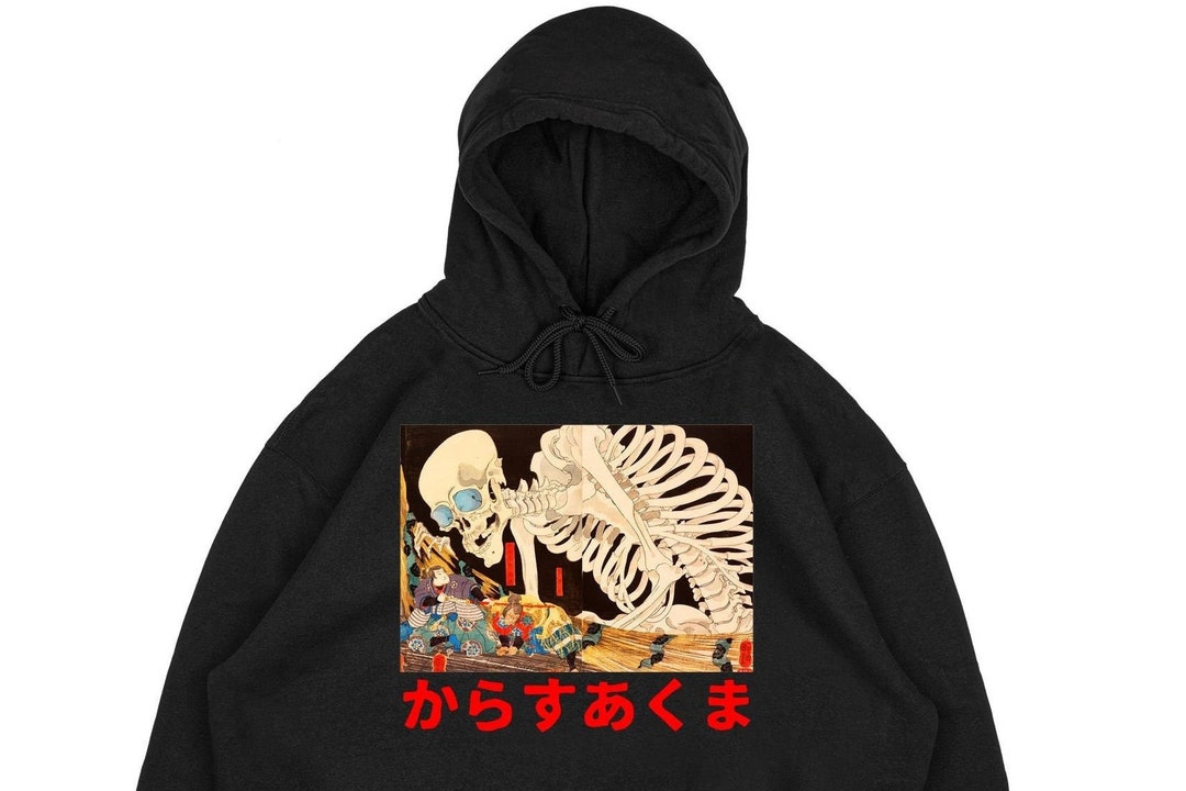 Japan Streetwear Hoodie Japanese Demon Yokai Oni Masked T-shirt Creepy ...