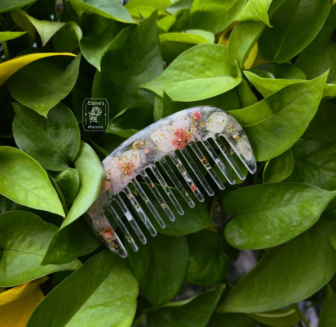 Dried Flower Resin Comb | Personalized Pocket Hair Brush - Etsy