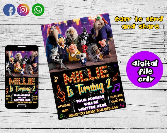 Sing Movie Birthday Invitation