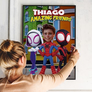 Portrait du monde en dessin animé Spidey et ses incroyables amis, toile ...