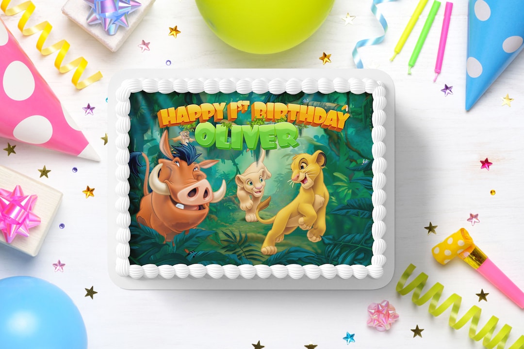 Simba Personalized Edible Cake Topper - Lion King Cake Top Picture ...