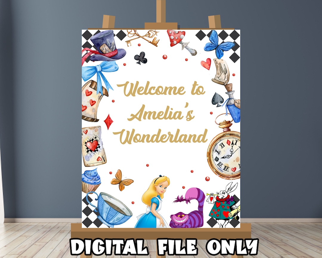 Alice in Wonderland Party Birthday Welcome Sign, Alice in Wonderland ...
