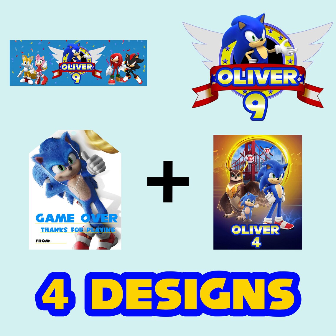 Printable Sonic Customised Party Set Sonic Cake Topper Sonic - Etsy
