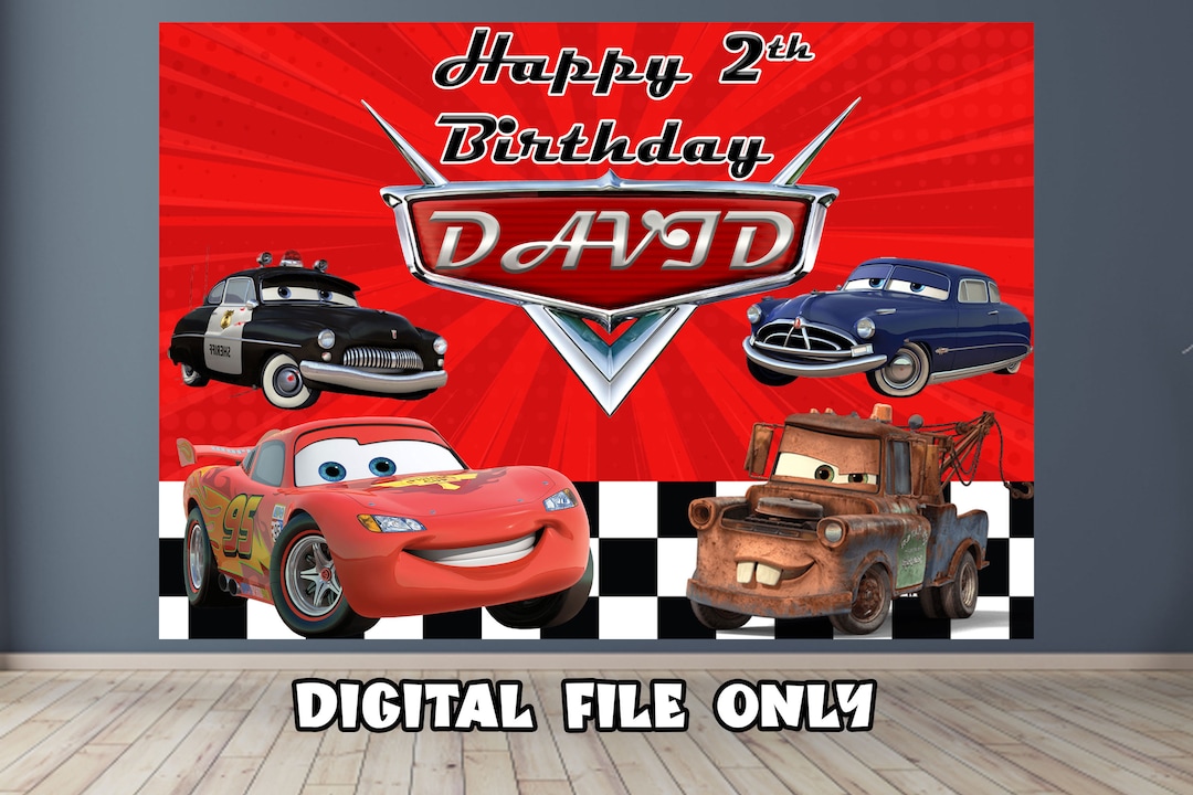 Cars Birthday Backdrop: Personalized Banner (digital File Only) - Etsy