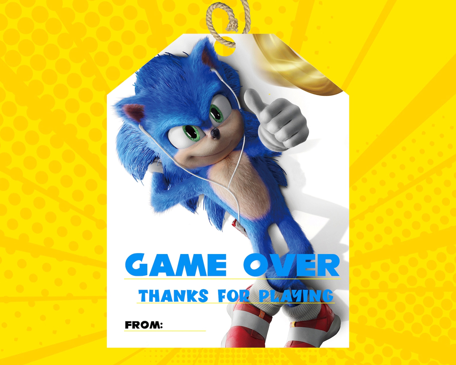 Sonic Thank You Tag Sonic Birthday Party Sonic Thank You - Etsy