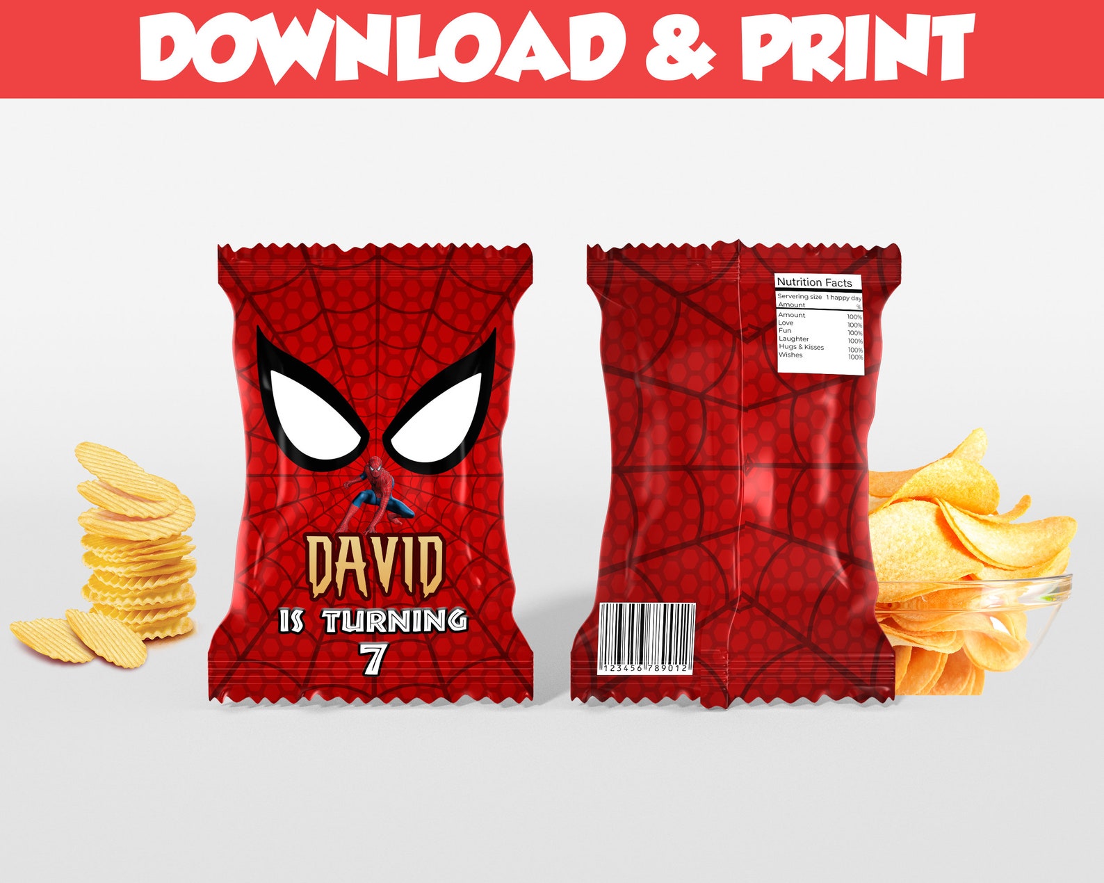 Spiderman Party Labels: Chip Bag, Caprisun, Water Bottle (digital File ...
