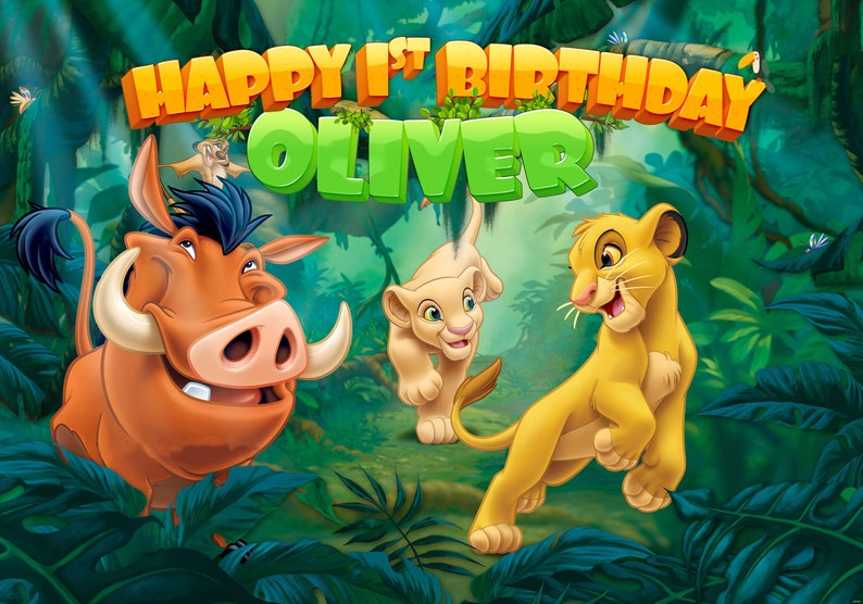 Simba Birthday Backdrop Banner, Digital File - Etsy