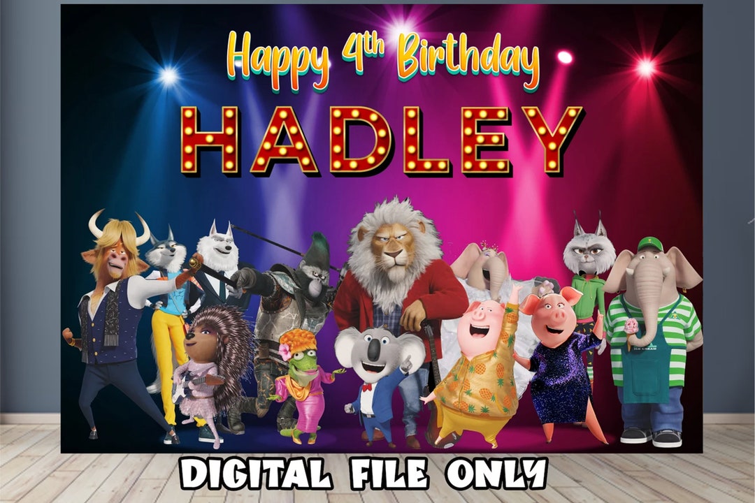 Sing 2 Birthday Banner, Sing 2 Birthday Backdrop, Sing 2 Decoration ...