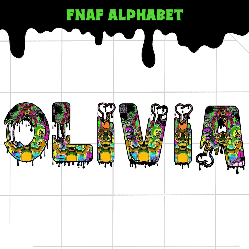 Alphabet Black Theme, Freddy's Font - Alphabet PNG and PDF File Instant ...