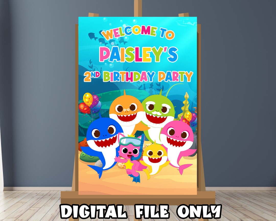 Baby Shark Welcome Sign, Baby Shark Party for Kids, Baby Shark Birthday ...