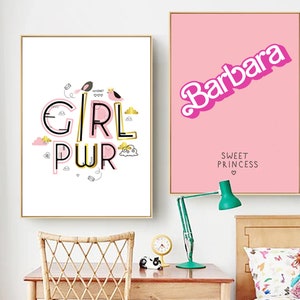 Pink Birthday Girl Logo: Custom Cake Topper and Name Sticker Digital ...