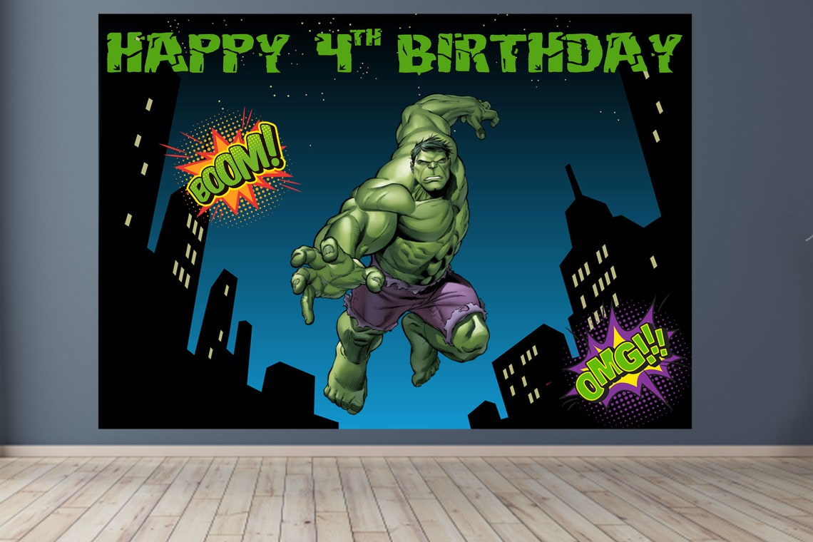 Hulk Birthday Backdrop Superhero Birthday Banner Hulk - Etsy