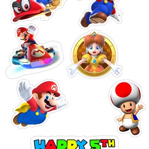 Super Mario Png Cake Topper, Super Mario Characters, Clip Art Digital ...