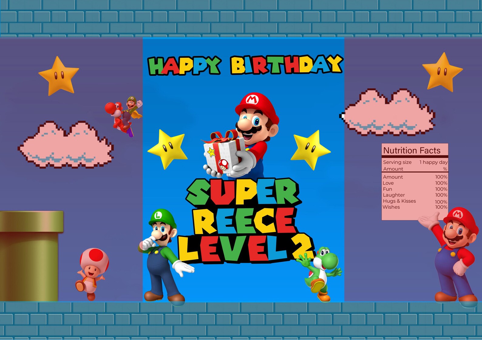 Super Mario Chips Bag Label, Super Mario Party, Super Mario Decoration ...