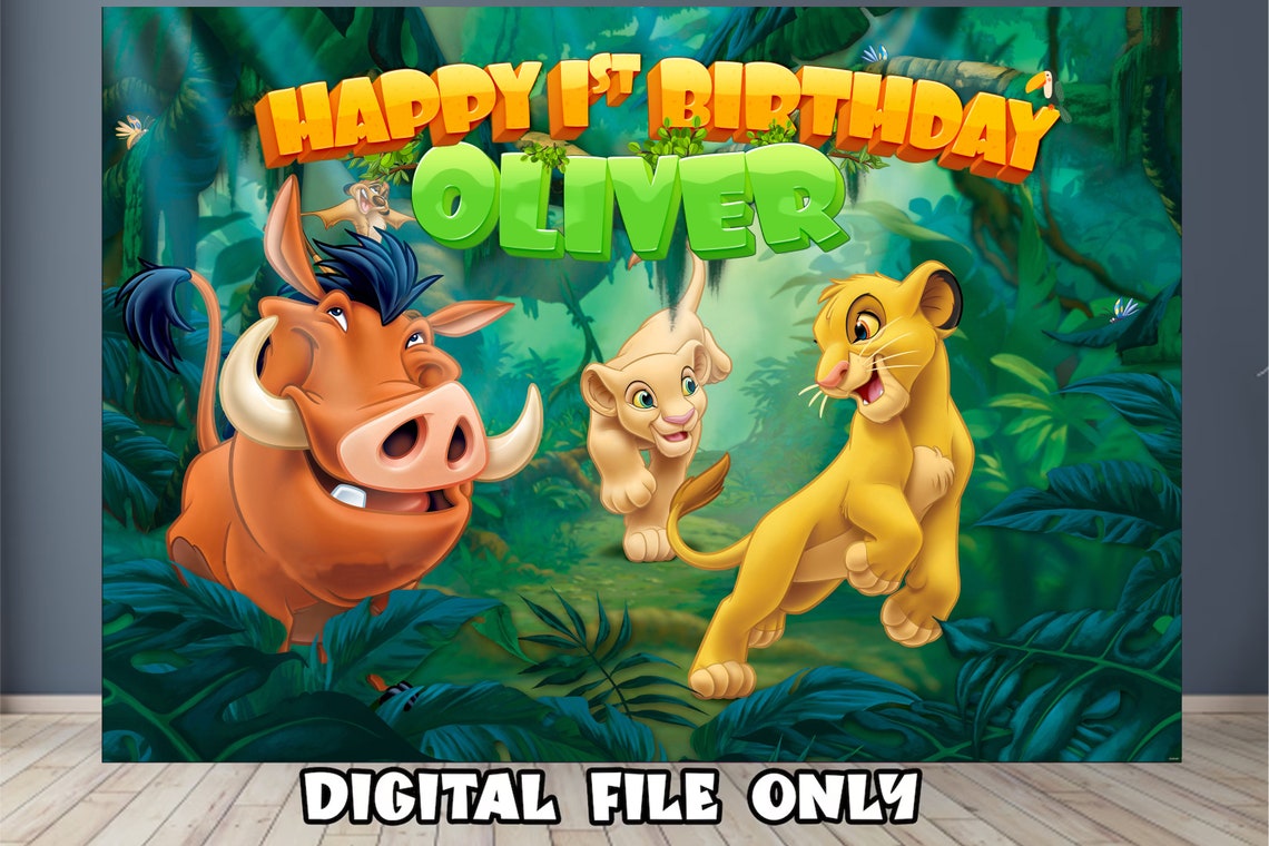 Simba Birthday Backdrop Banner, Digital File - Etsy