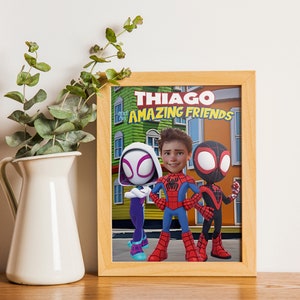 Portrait du monde en dessin animé Spidey et ses incroyables amis, toile ...