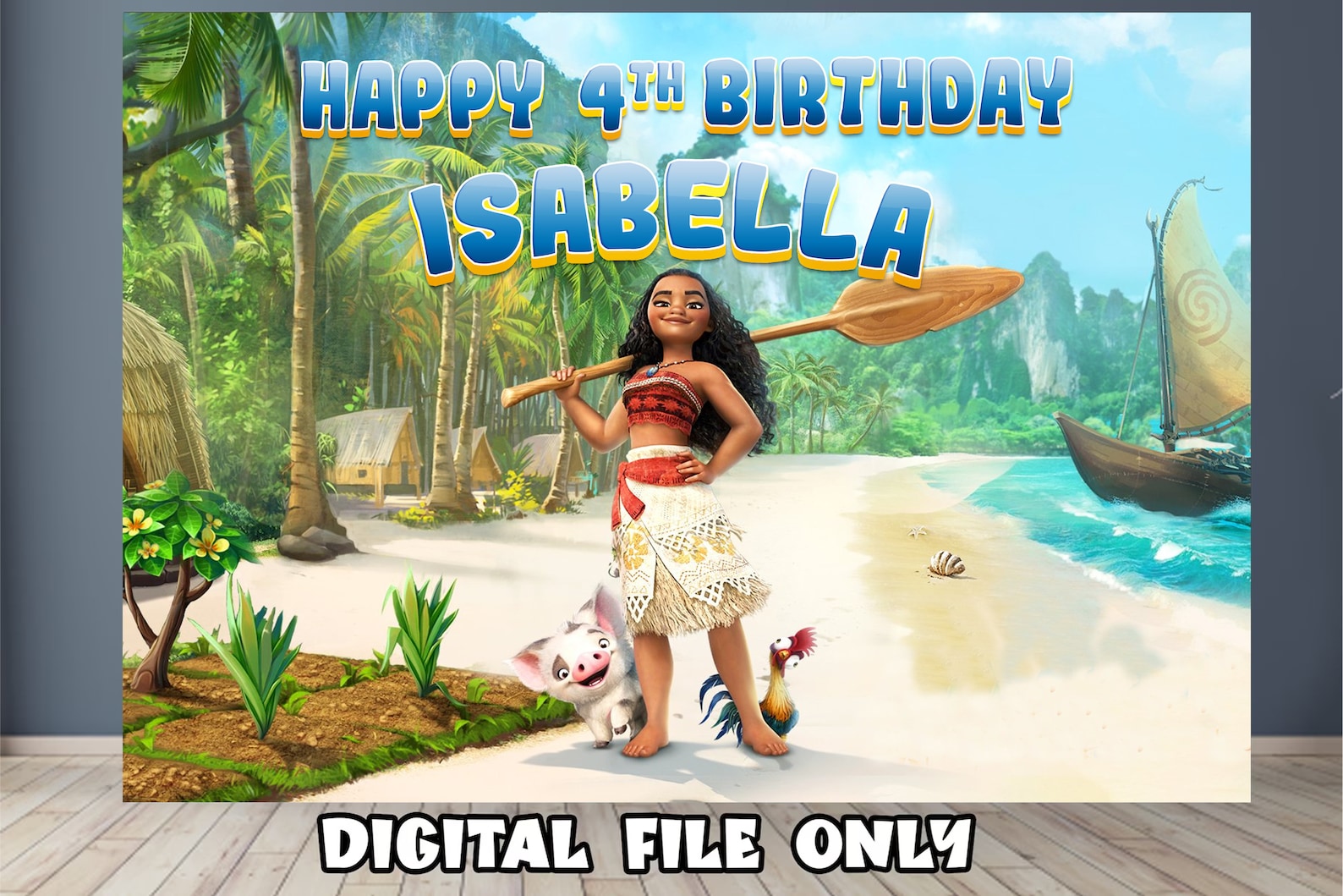 Moana Birthday Banner Moana Birthday Backdrop Moana - Etsy