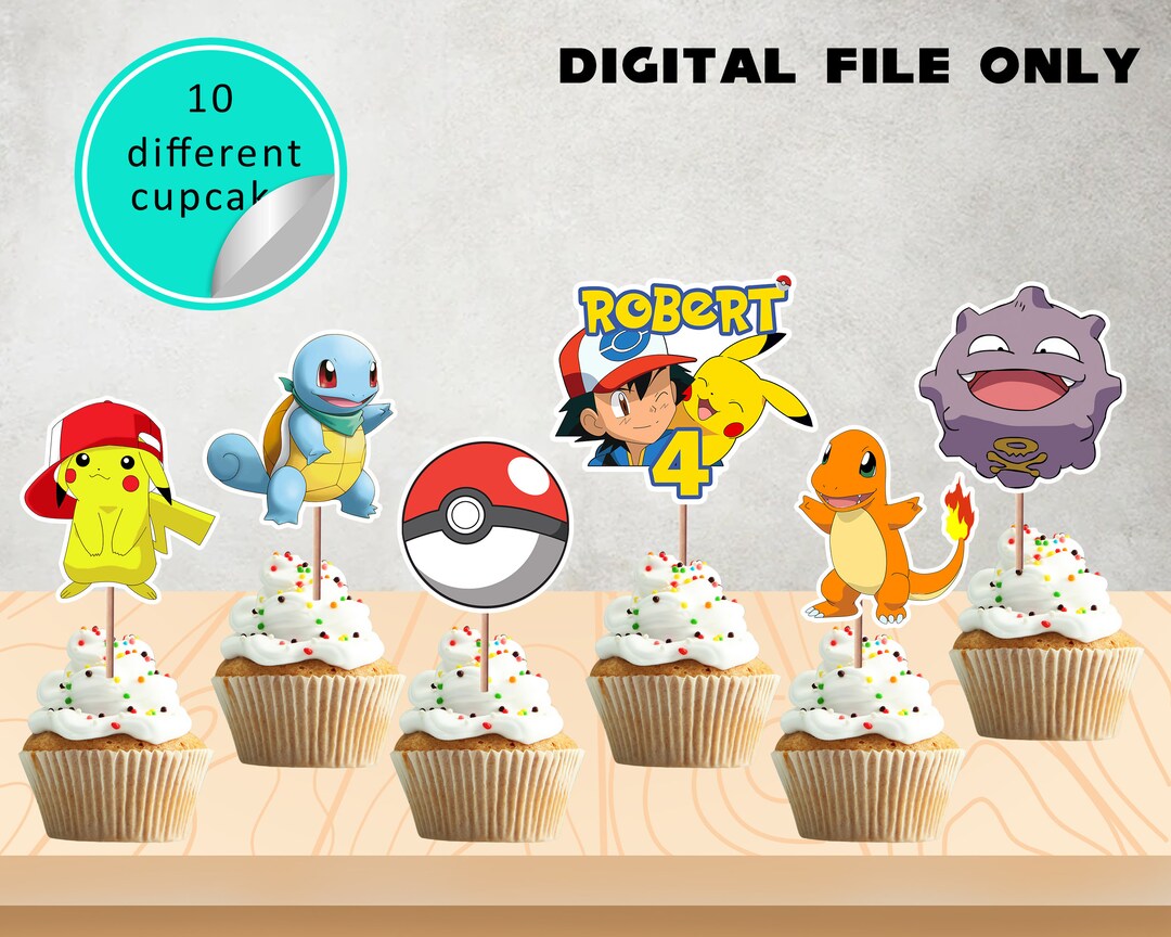 Pikachu Cake Topperprintable Pikachu Customised Logopikachu - Etsy