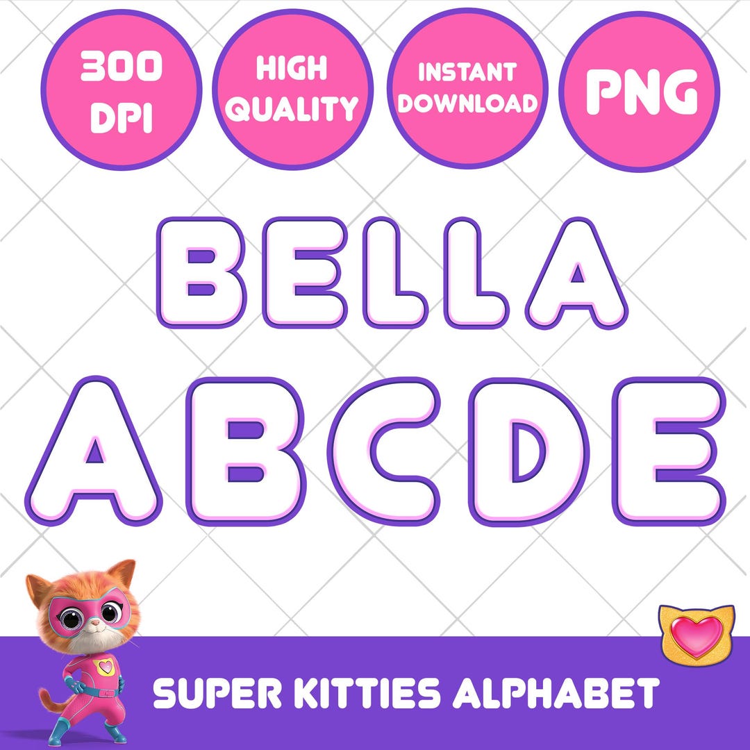 Super Kitties Font Alphabet: PNG Files (digital Download) - Etsy
