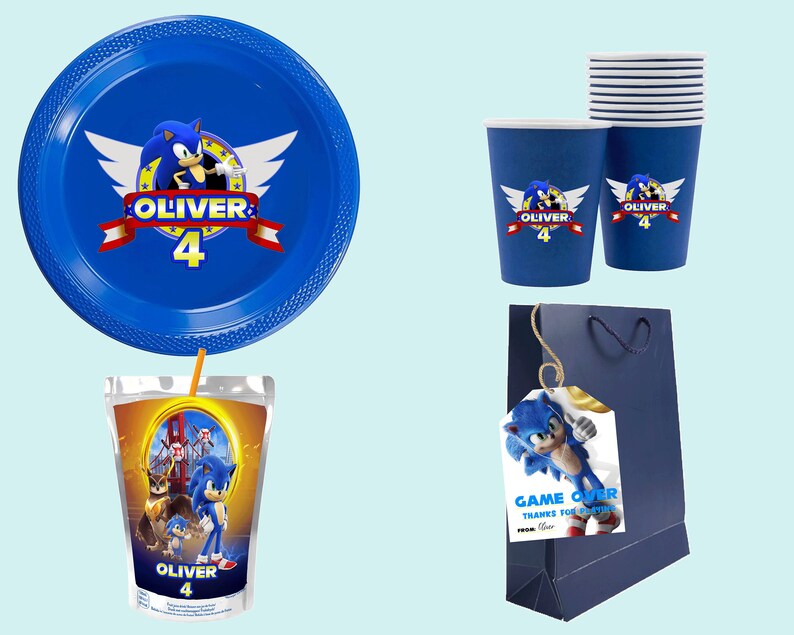 Printable Sonic Customised Party Set Sonic Cake Topper Sonic - Etsy