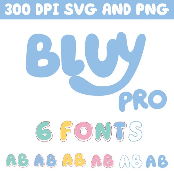 Blue and White Fonts - Etsy