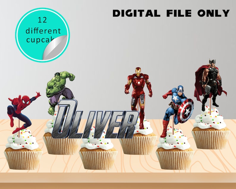 Avengers Cake Topper, Avengers Theme Cupcake Topper,avengers Decoration ...