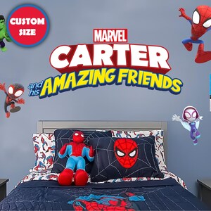 Spidey and Friends Birthday Logo: Custom Name (digital File) - Etsy