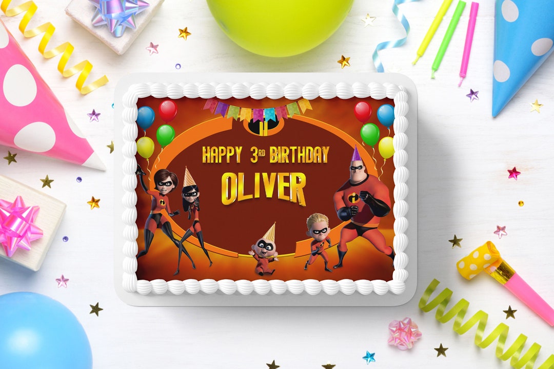 The Incredibles Personalized Edible Cake Topper - the Incredibles Cake ...