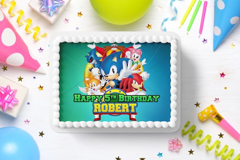 Sonic Personalized Edible Cake Topper Sonic Cake Top Picture - Etsy