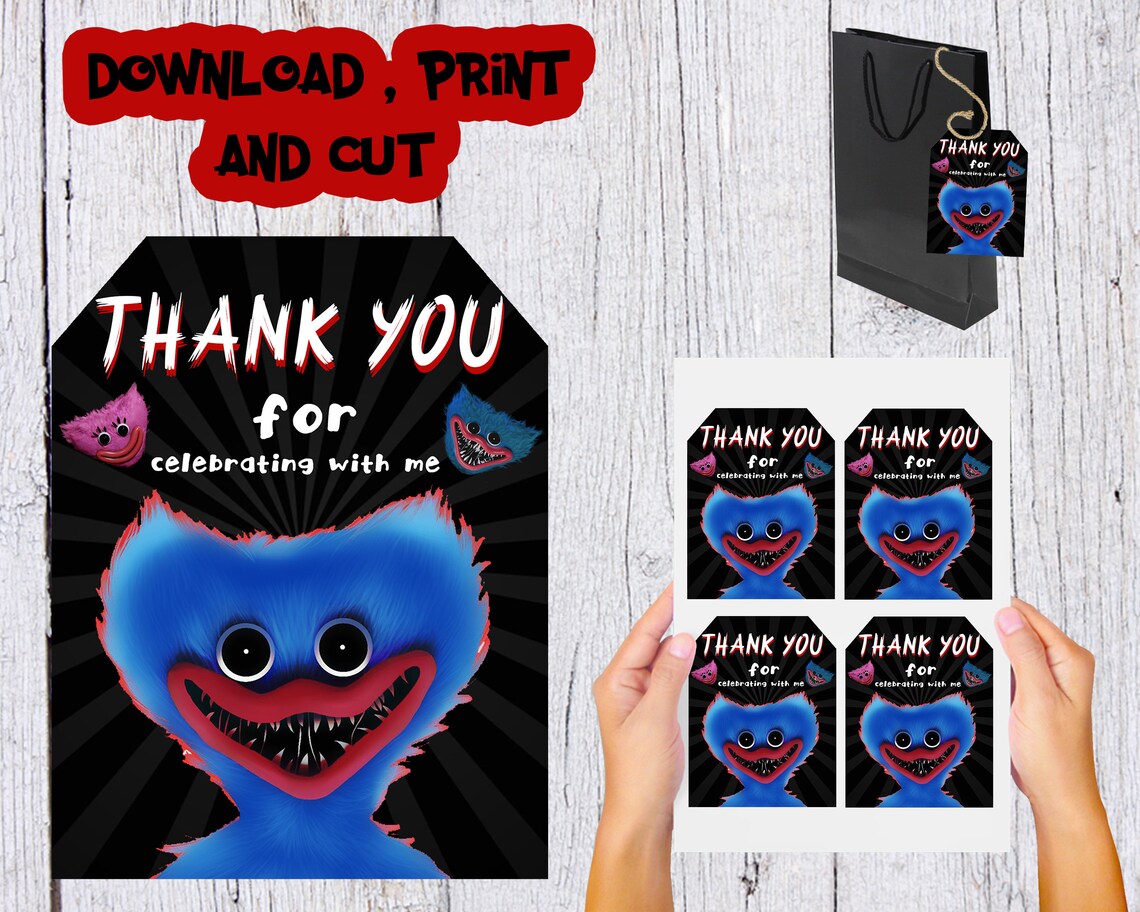 Huggy Wuggy Thank You Tag Huggy Wuggy Birthday Party Huggy - Etsy