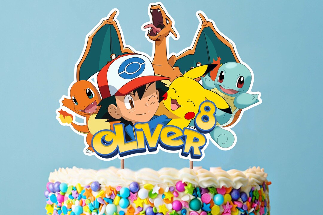 Printable Pikachu Cake Topper, Pikachu Birthday Party Cake Topper ...