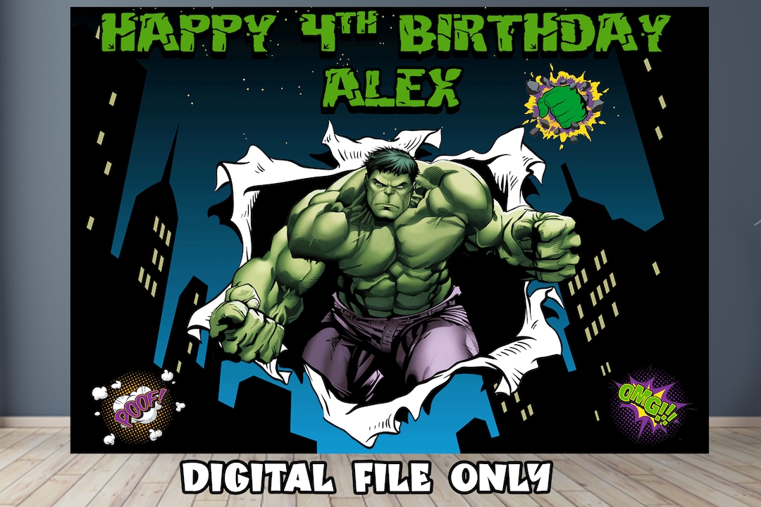 Hulk Birthday Banner, Hulk Birthday Backdrop ,superhero Birthday Banner ...