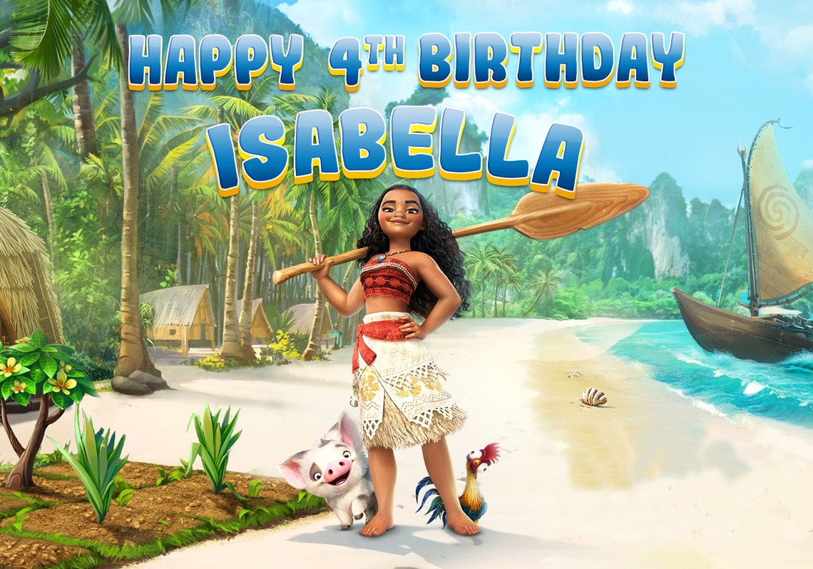 Moana Birthday Banner Moana Birthday Backdrop Moana - Etsy