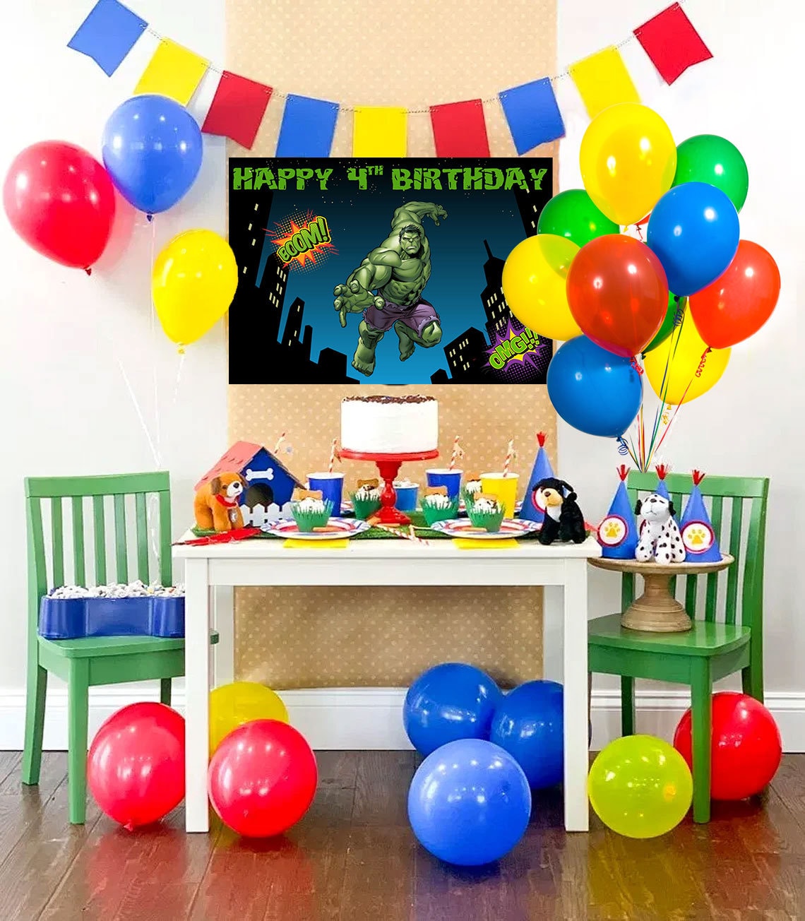 Hulk Birthday Backdrop Superhero Birthday Banner Hulk - Etsy