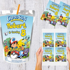 Pikachu Capri Sun Label,caprisun Template, Editable Juice Template ...